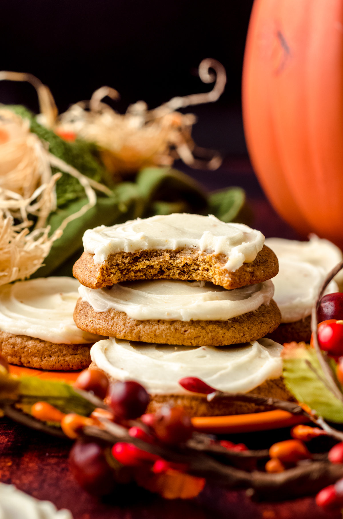 Frosted Soft & Chewy Pumpkin Cookies - Fresh April Flours