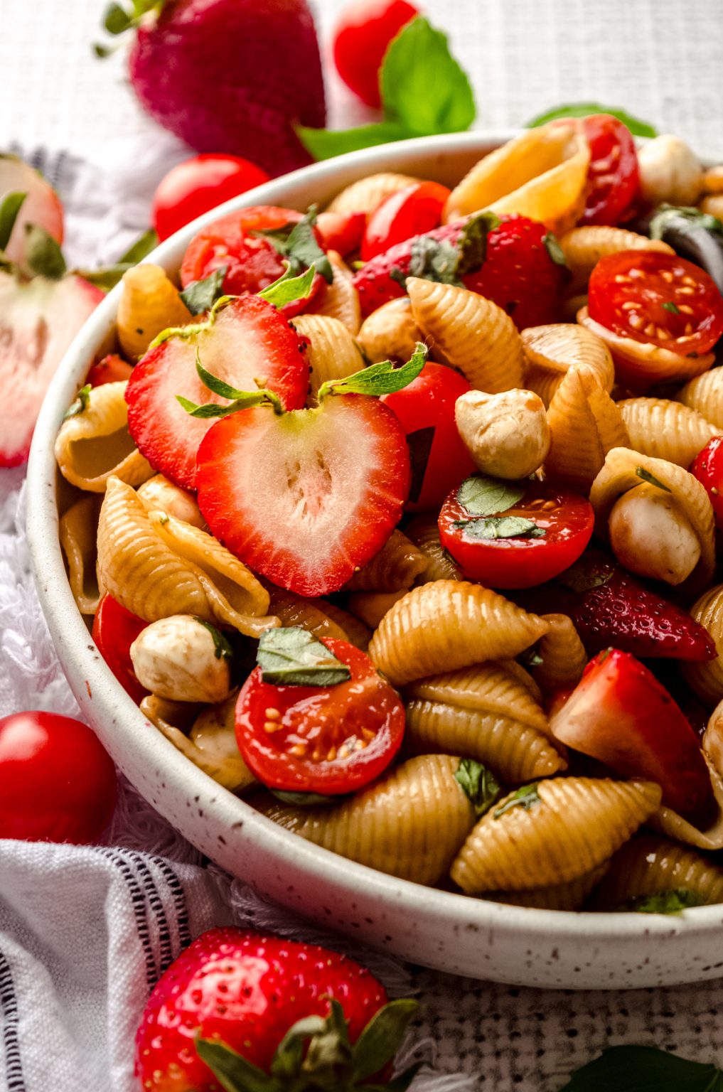 Strawberry Caprese Pasta Salad - Fresh April Flours