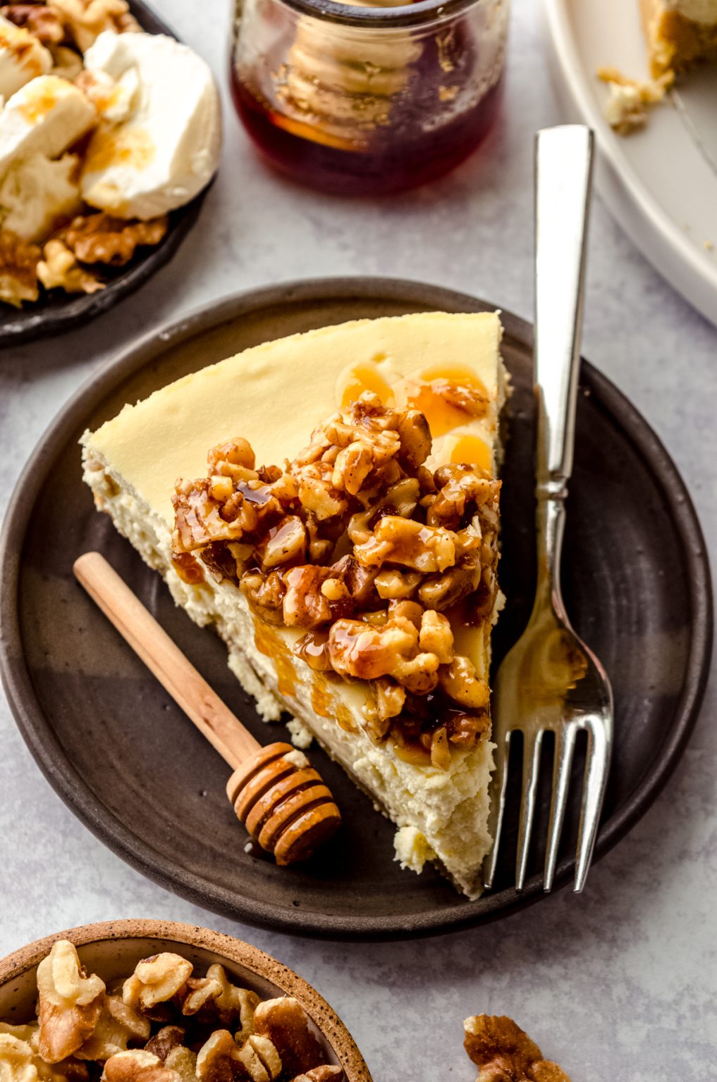 Goat Cheese Cheesecake With Roasted Honey Walnut Topping - Fresh April ...