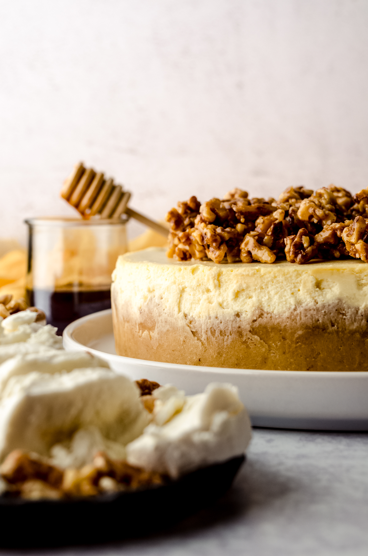 Goat Cheese Cheesecake With Roasted Honey Walnut Topping - Fresh April ...